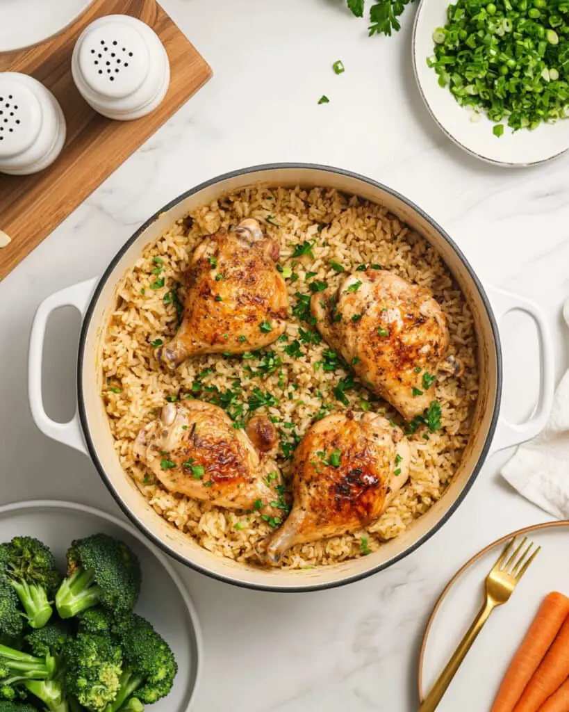 One Pot Chicken Thighs and Rice Recipe