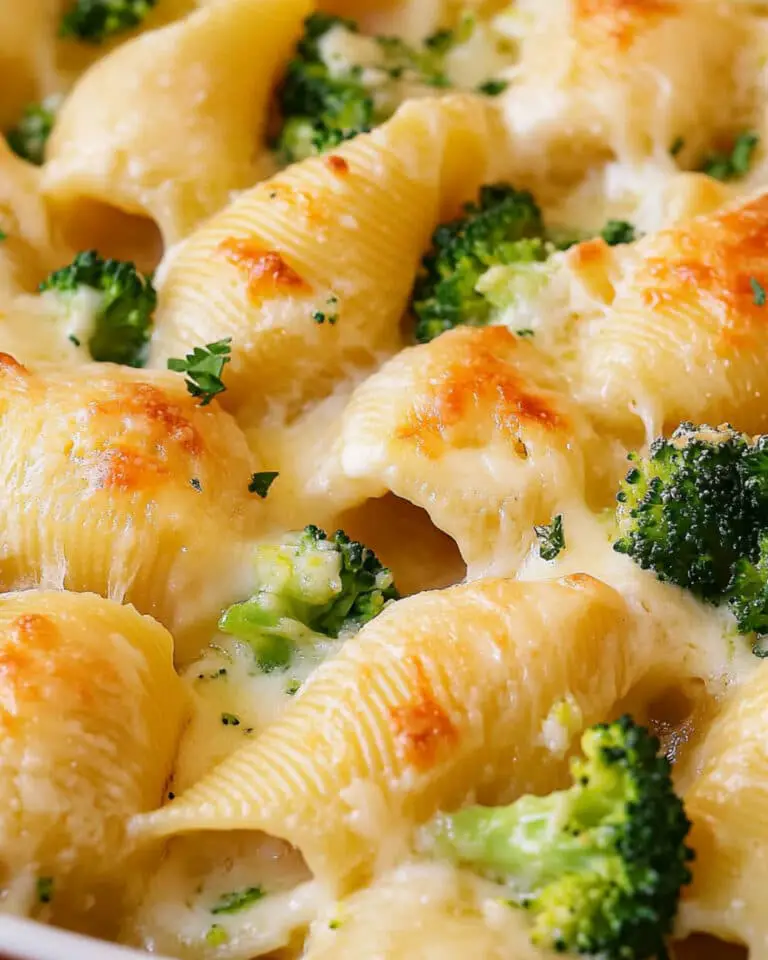 Chicken Alfredo Stuffed Shells with Broccoli Recipe