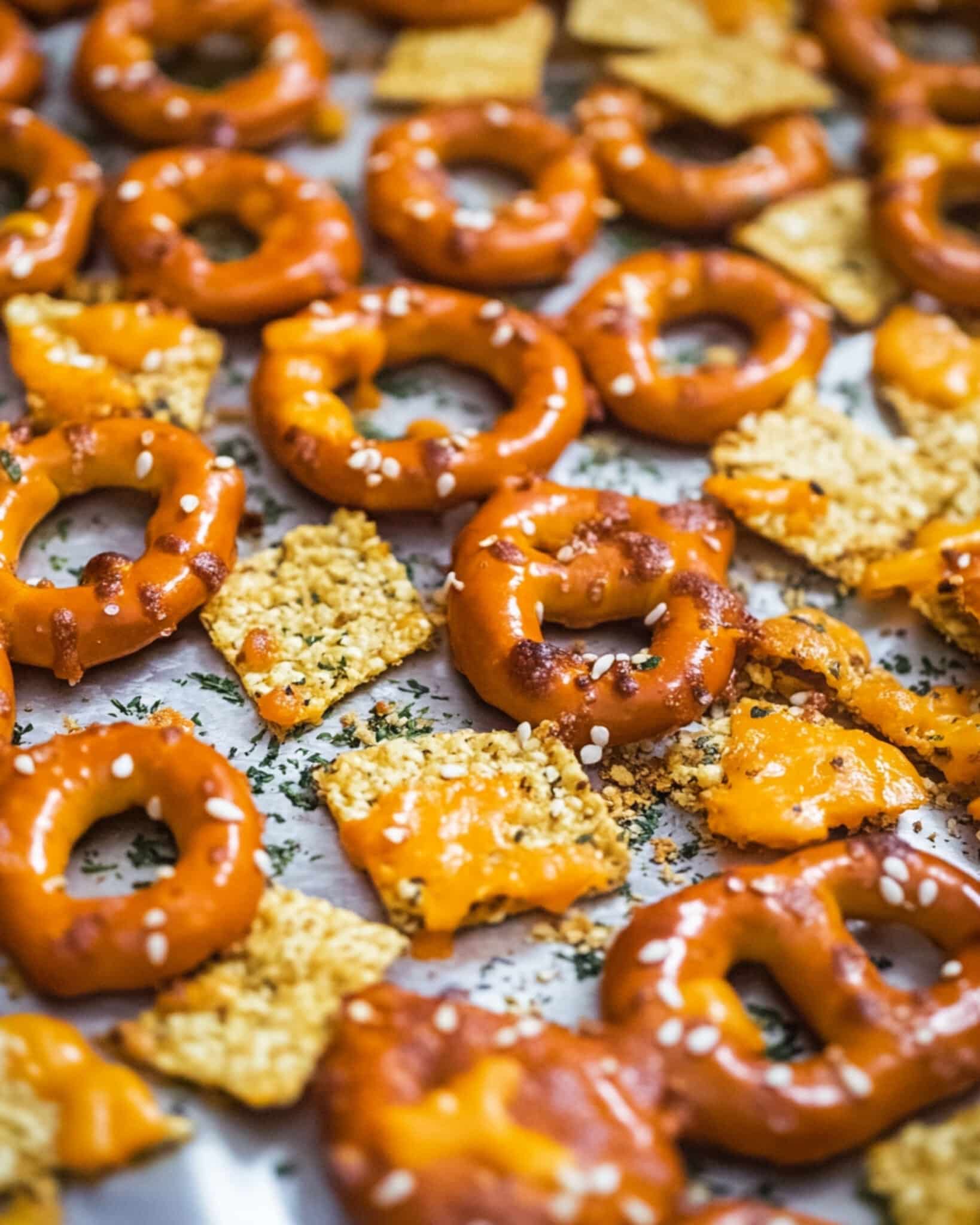 Addicting Chex Party Mix (Crack Pretzel Snack Mix) Recipe