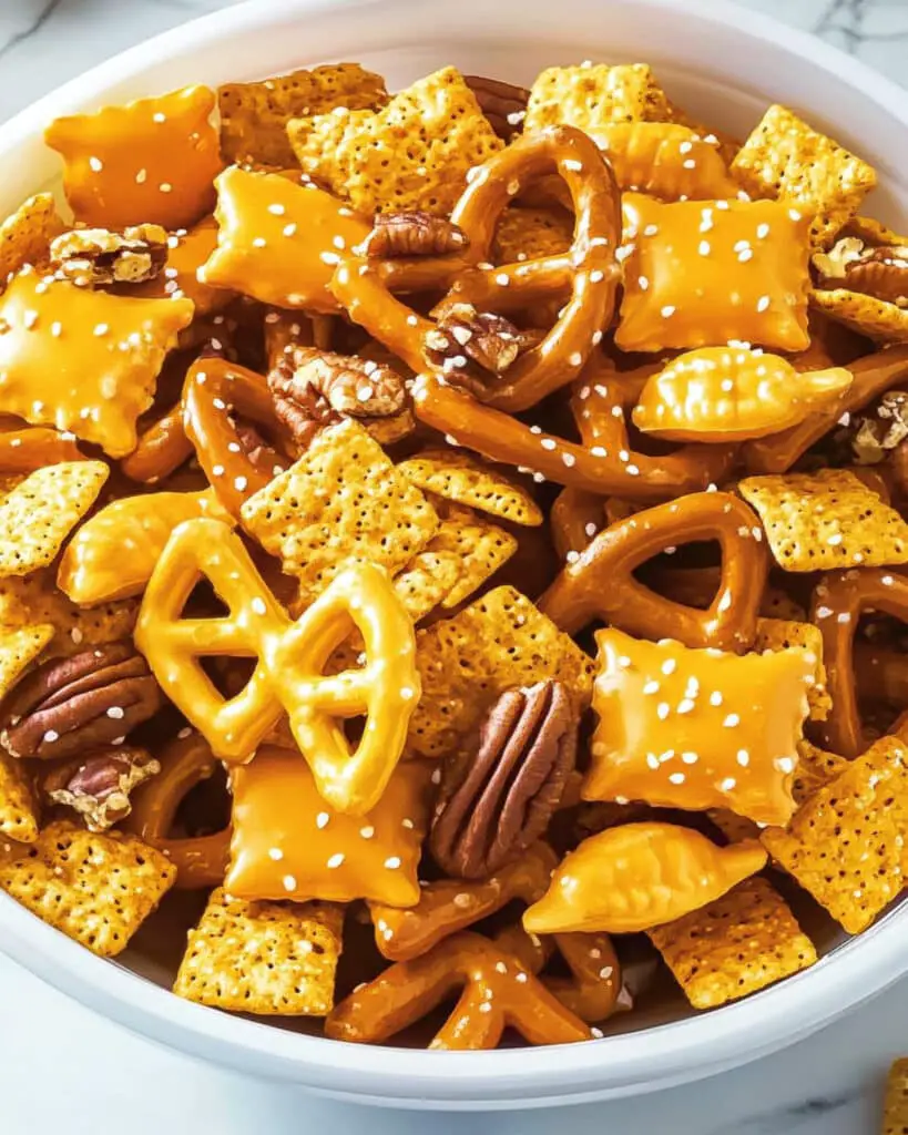 Addicting Chex Party Mix (Crack Pretzel Snack Mix) Recipe