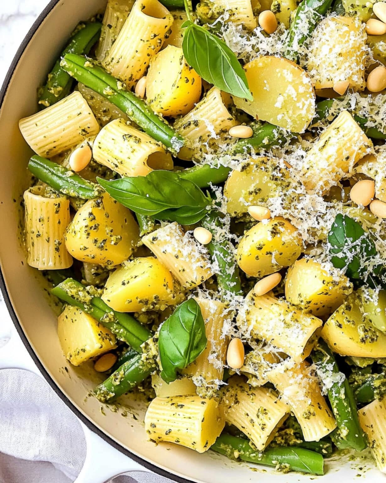 Pesto Pasta with Potatoes and Green Beans Recipe