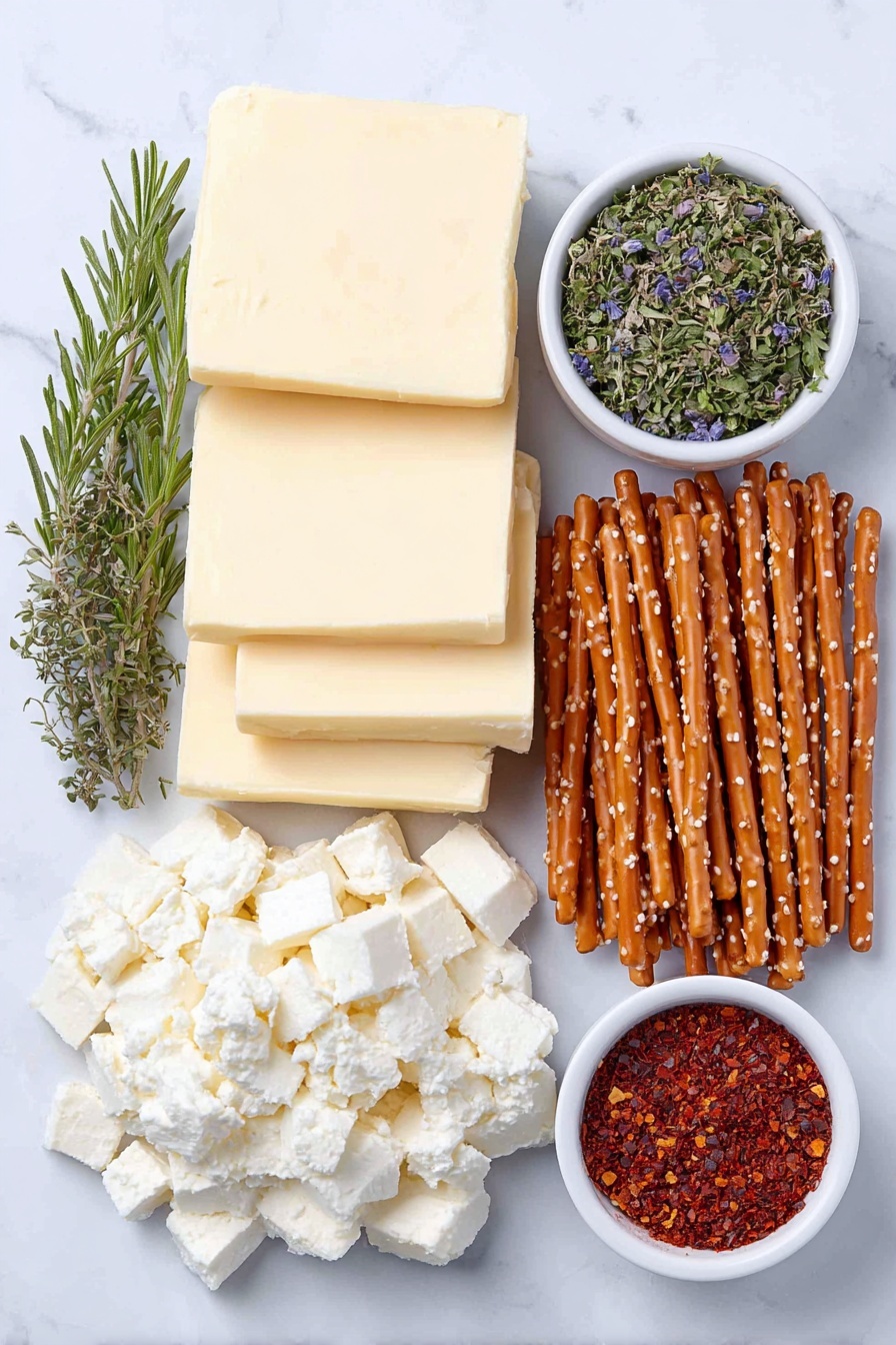 Cheese Tree Appetizers with Herbs & Pretzels – Festive Party Snacks