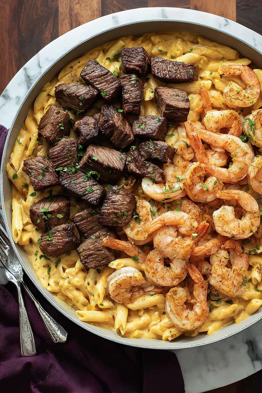 Blackened Steak and Shrimp Alfredo – Bold & Creamy Dinner