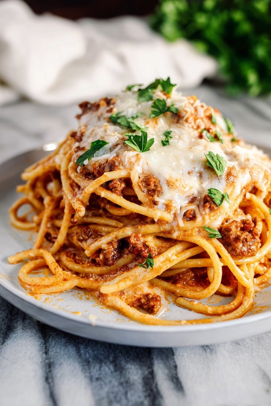 TikTok Spaghetti Bake: Creamy & Cheesy Layered Pasta